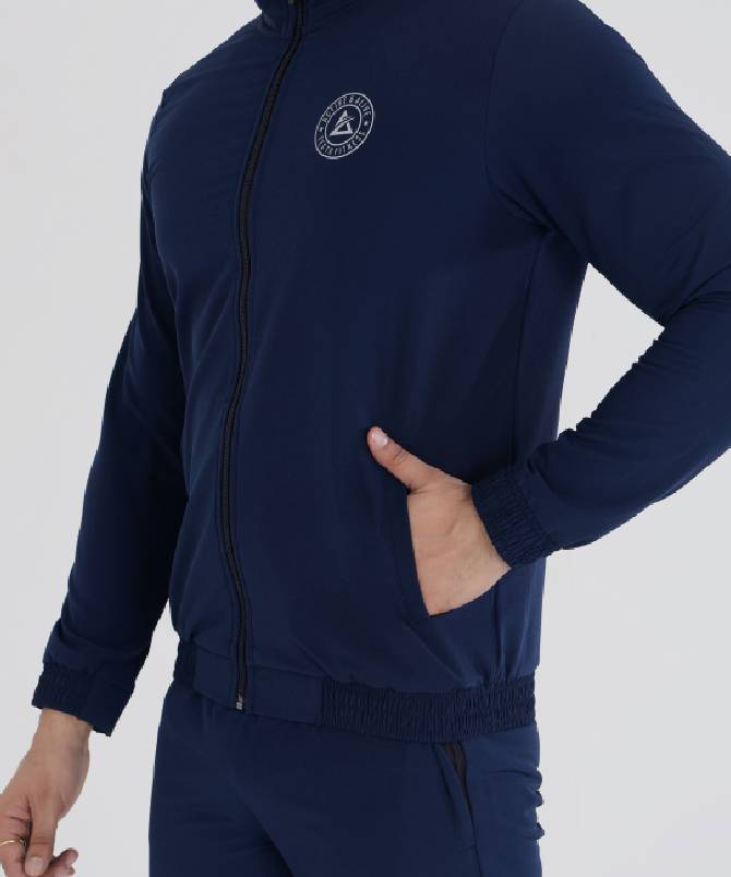 Men’s classic navy high neck woven tracksuit set – Activenalive